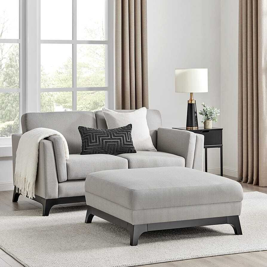 Montana Wood Frame Pouffe Light Grey by Dusk | ufurnish.com