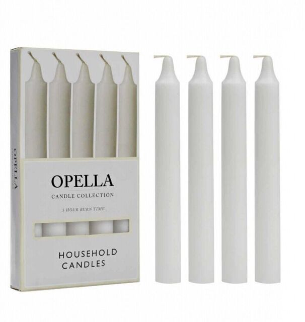 "5"" Pillar Long Burn Dinner Household Everdays White Candles 13cm Tall ...