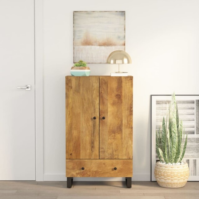 Highboard Sideboard Cabinet With 3 Doors Solid Wood Reclaimed And Iron ...