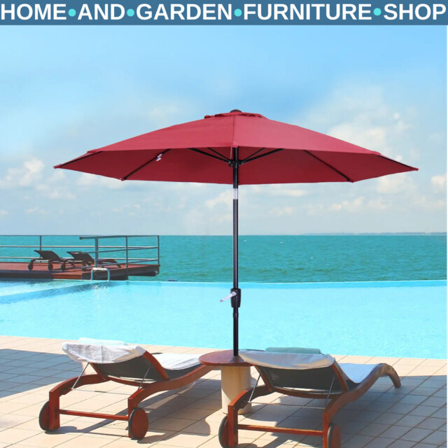 Parasol Umbrella Sun Shade Canopy Weather-resistant With Crank Handle ...