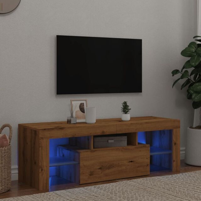 Modern Wooden Tv Tele Stand Unit Cabinet With Led Lights & Storage by ...