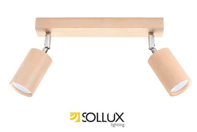 Modern Plafond Ceiling Lamp Berge 2 Wood Natural Wood Gu10 Led Sollux ...