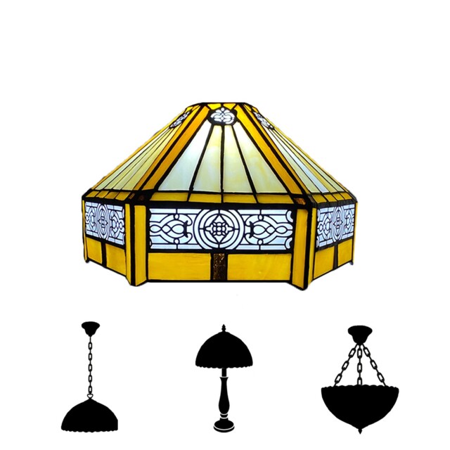 Tiffany Yellow Hexagon Table Lamp Stained Glass Shade Only Antique by ...
