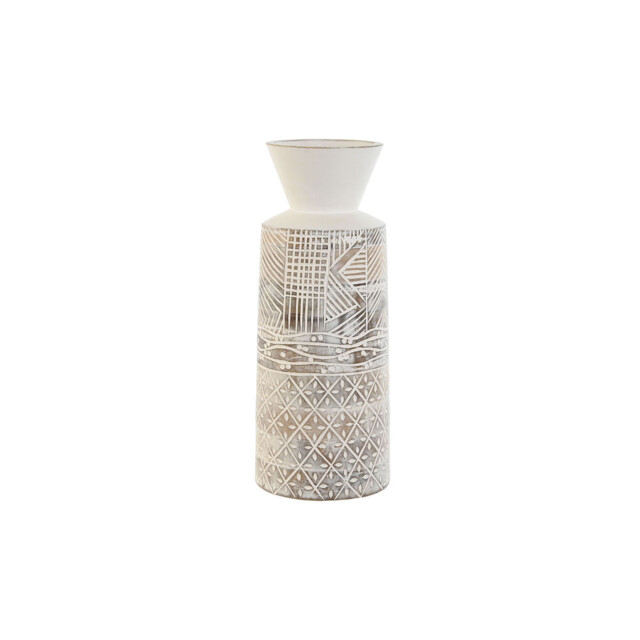 Vase Home Esprit White Natural Mango Wood Colonial 15 X 15 X 22,5 Cm by ...