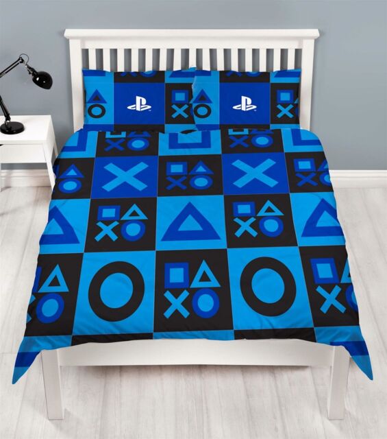 Playstation Checks Double Duvet Cover Controller Icons Design Bedding ...