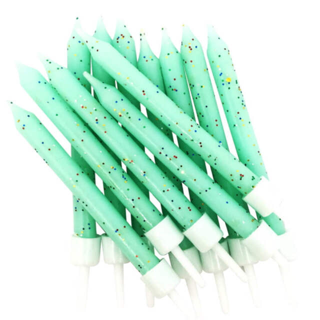 Mint Green Glitter Cake Candles Decorations Pack Of 12 by eBay ...