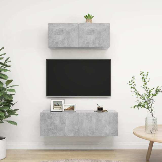 2 Piece Tv Cabinet Set Concrete Grey Engineered Wood Vidaxl by eBay ...