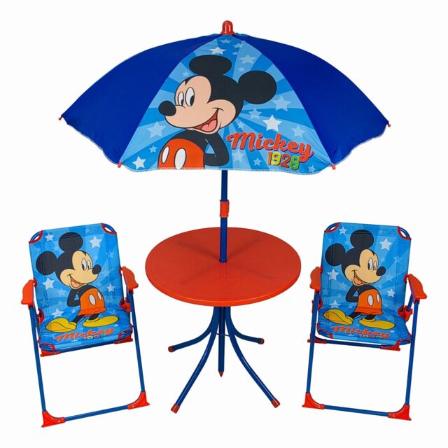 Relsy Mickey Mouse Patio Set Kid's Garden Furniture - Table, 2xchairs ...