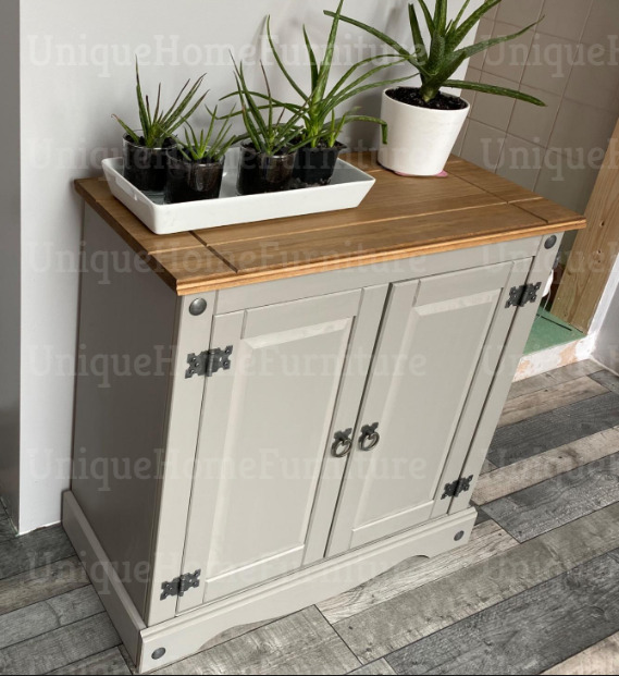 Rustic Storage Sideboard 2 Door Cupboard Small Wooden Side Cabinet by ...