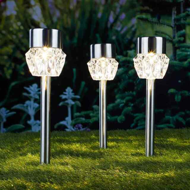 Solar Led Path Light Sticks 3 Pcs Crystal Hi by eBay | ufurnish.com