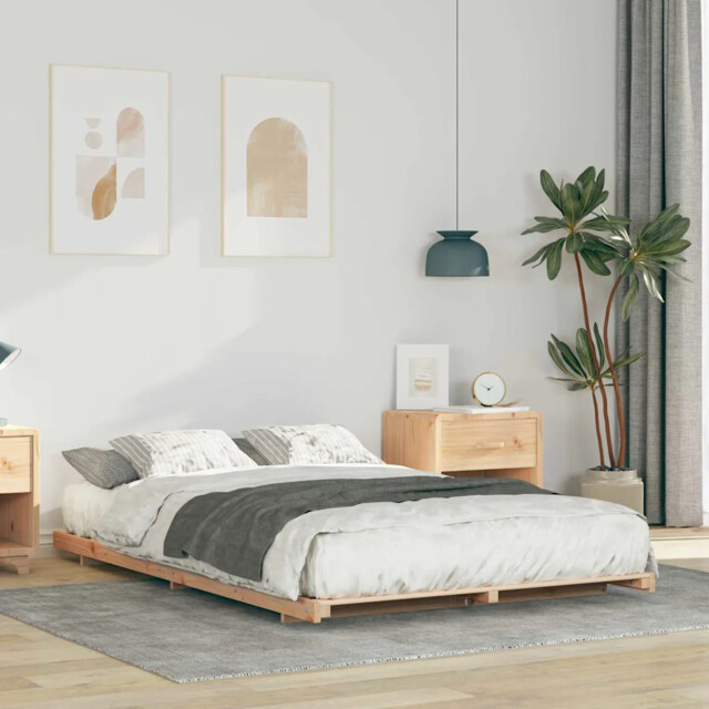 Floor Bed Frame Brown 140 X 190 Cm Solid Pine Wood Vidaxl by eBay ...