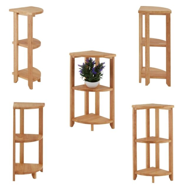 3 Tier Wood Wooden Corner Shelf Book Telephone Plant Pot Table Rack by ...