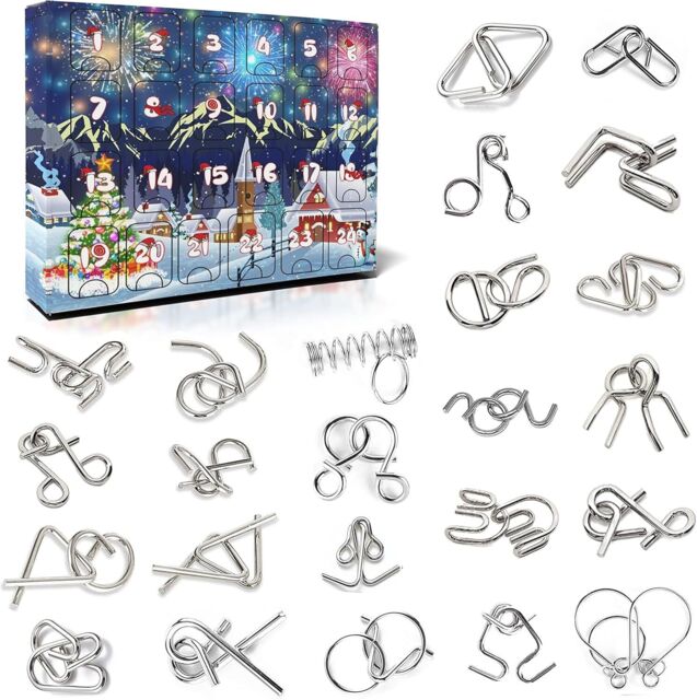 Advent Calendars 2024 Kids Metal Puzzle Christmas Countdown Calendars ...