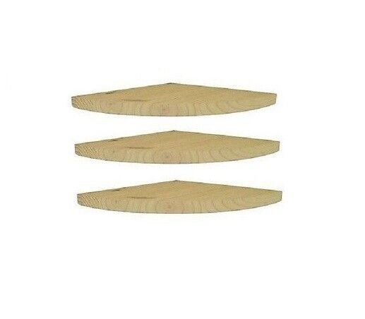 Set Of 3 Natural Wood Wooden Corner Shelf Wall Mounted Storage Unit by ...