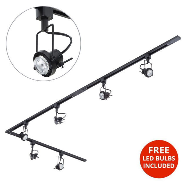 Litecraft 3m L Shape Track Light With 6 Greenwich Fixture & Led Bulbs ...