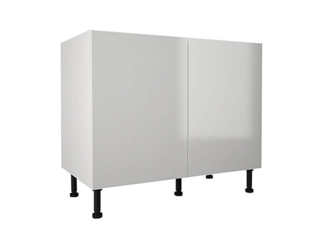 Homebase High Gloss Slab Base Unit Kitchen Cabinet 1000mm - White by ...