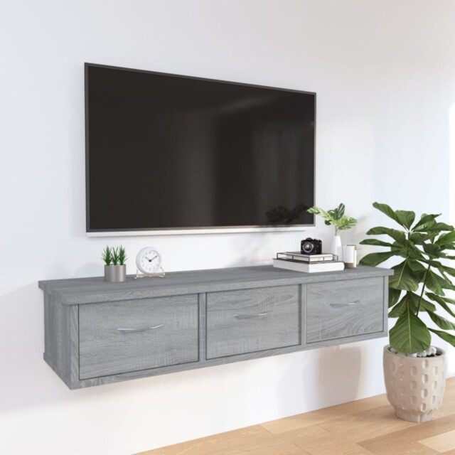 Wall-mounted Drawer Shelf Wall Rack Storage Cabinet Engineered Wood by ...