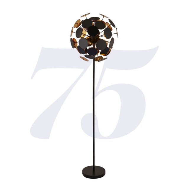 4 Lights Free Standing Floor Lamp Home Lighting Black Gold Discs Shade ...