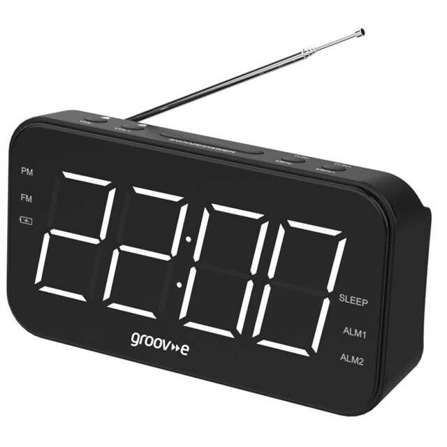 Groov-e Curve Radio Rechargeable Alarm Clock Radio Black - Gvcr02bk by ...