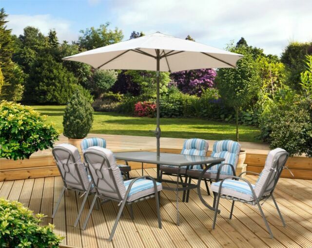 Pagoda Stx-363275 Roma Dining Set With Parasol 6 Seat- Free Delivery by ...