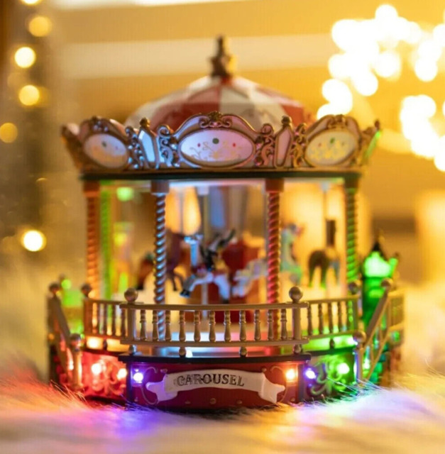 Christmas Led Carousel Decoration Light Up Animated Ornament Colour by ...
