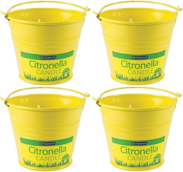4 X Citronella Outdoor Garden Candles In Metal Buckets 7cm by eBay ...