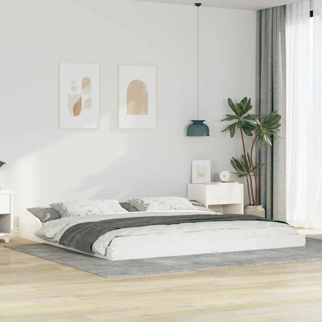 Bed Frame White 180 X 220 Cm Solid Pine Wood Vidaxl by eBay | ufurnish.com
