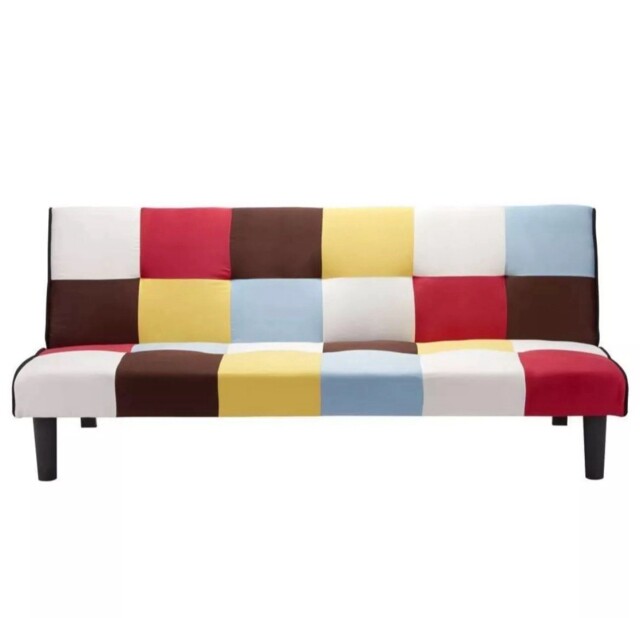 Aurora Multi-coloured Sofa Bed - 3 Seater Settee - Retro Click-clack by ...