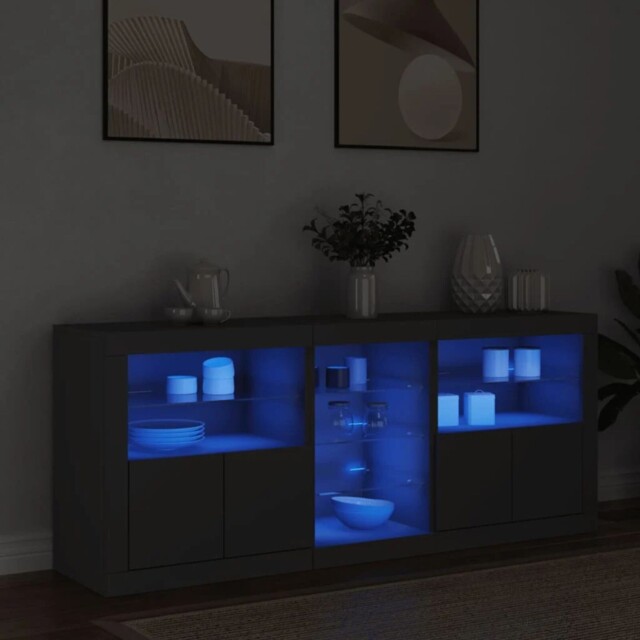 Sideboard With Led Lights Cupboard Highboard Storage Buffet Cabinet by ...