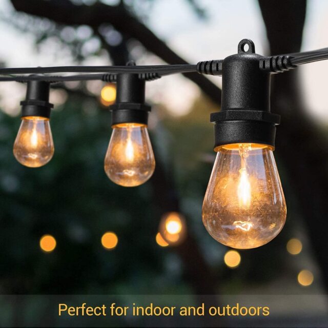50ft Outdoor Lights Mains Powered Heavy Duty Led Bulbs Garden Festoon ...