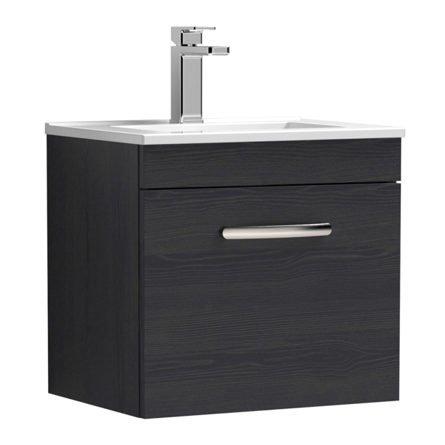 Nuie Athena Wall Hung 1-drawer Vanity Unit With Basin 2 Charcoal by ...