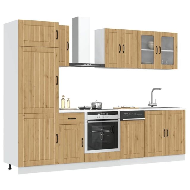 Vidaxl 8 Piece Kitchen Cabinet Set Kalmar Artisan Oak Engineered Wood ...