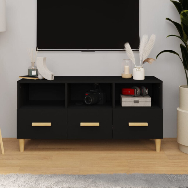 Modern Wooden Tv Tele Stand Unit Cabinet With 3 Storage Drawers Wood by ...
