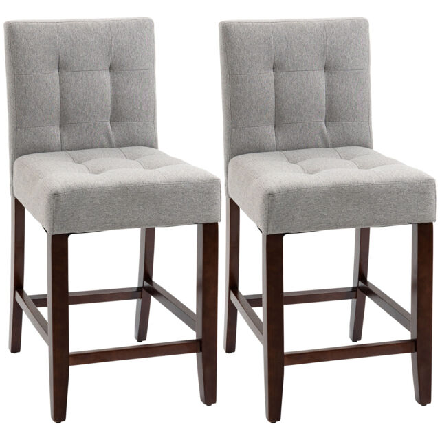 Homcom Modern Fabric Bar Stools Set Of 2 Bar Chairs With Back Wood by ...