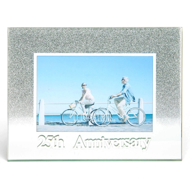 Celebrations 25th Anniversary Silver Glitter Glass Frames - Standing by ...