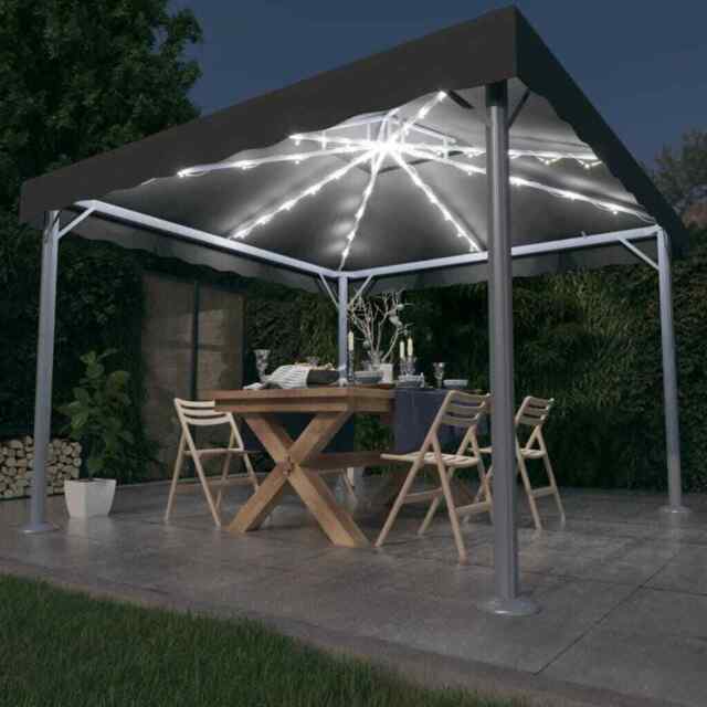 Gazebo With Led String Lights Garden Pavilion Sunshade Canopy by eBay ...