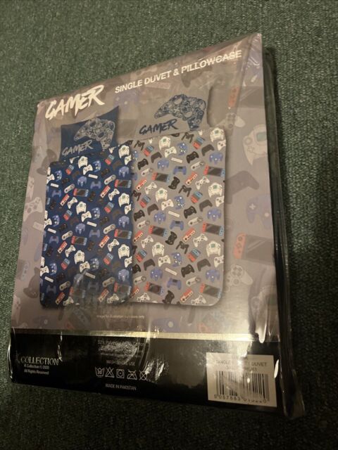 Gamer Single Duvet Cover Gaming Controller Design Reversible Bedding by ...