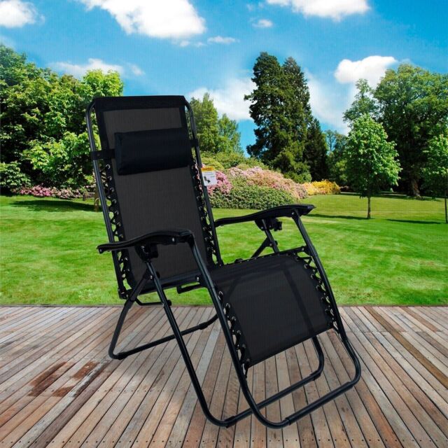 Garden Chair Sun Lounger Patio Reclining Blac Folding Summer Outdoor by ...