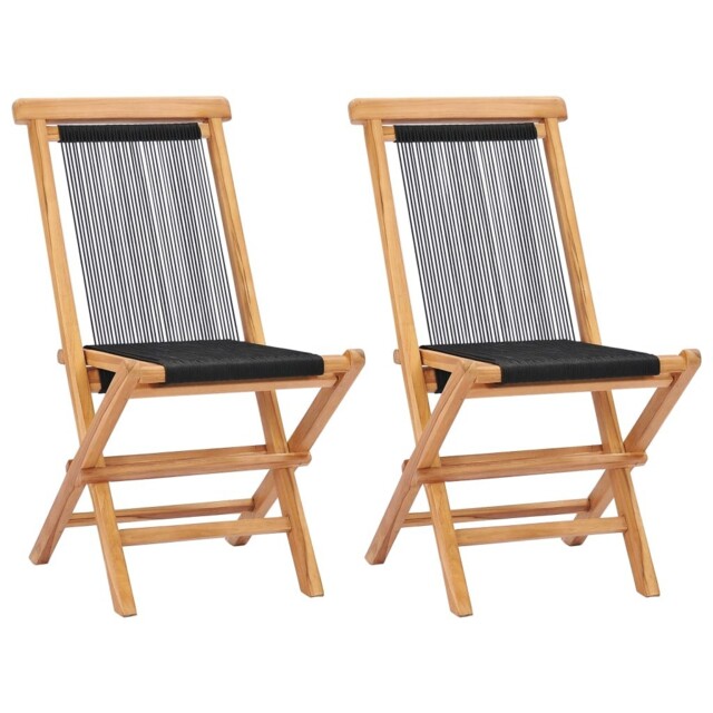 2x Solid Teak Wood Folding Garden Chairs Rope With/without Armrest by ...