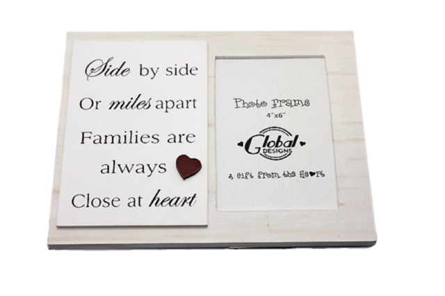 "Family Photo Frame Side By Side Or Miles Apart Red Cream Wooden 6x4 ...