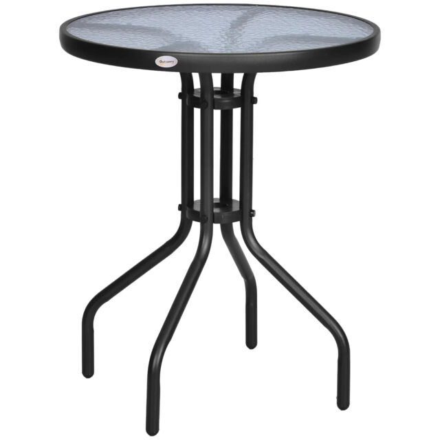 Bistro Coffee Round Table Outdoor Tempered Glass Top Table 60cm by eBay ...