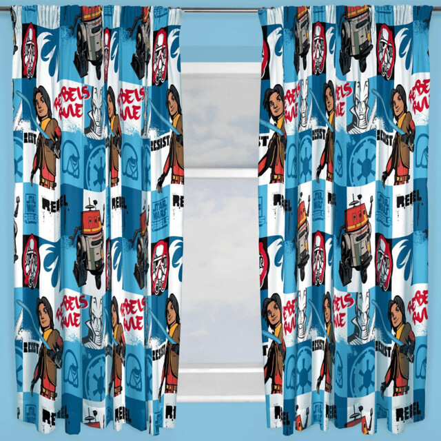 "Star Wars Curtains Rebels Tag 72"" Inch Drop Ready Made Boys Bedroom ...