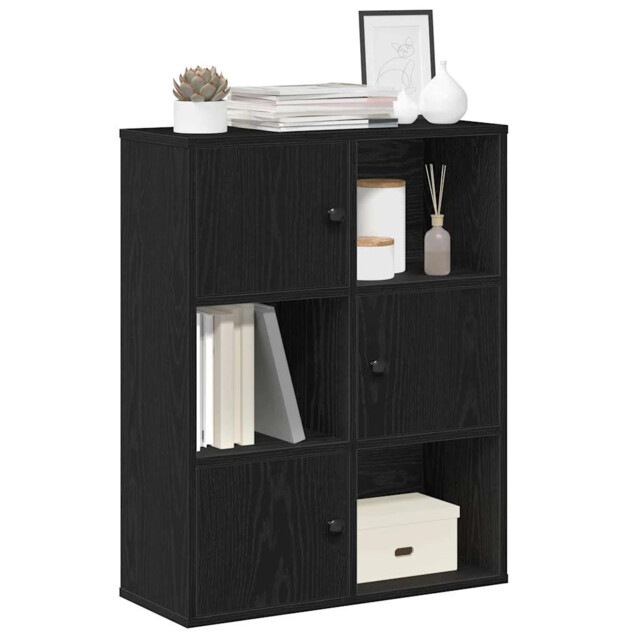 Modern Wooden Bookcase With Closed & Open Storage Compartments Wood by ...