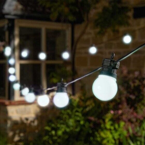 Party Festoon Set Of 20 Mains Powered Cool White Outdoor Garden String ...