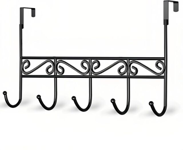 Wenlion Over The Door Coat Hook 5 Hooks For Towel Robe Bag (black) by ...