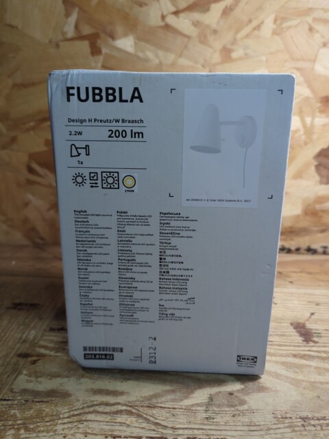 Ikea Fubbla Led White Wall Lamp Light With Light Blue Cable - Dimmer ...