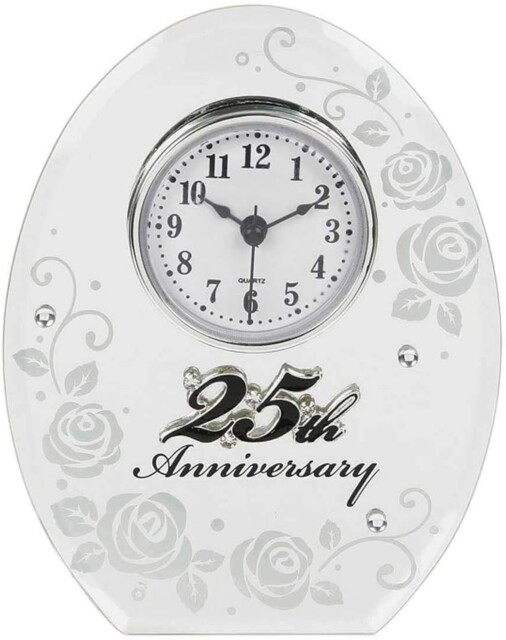 Shudehill Giftware 25th Silver Wedding Anniversary Mirrored Clock by ...