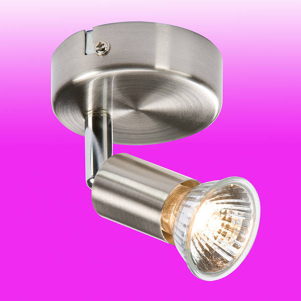 Gu10 Single Spotlight Wall Or Ceiling Light Mounted Brushed Chrome - by ...