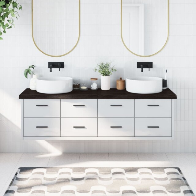 Bathroom Countertop Vanity Top Wash Basin Worktop Treated Solid Wood by ...