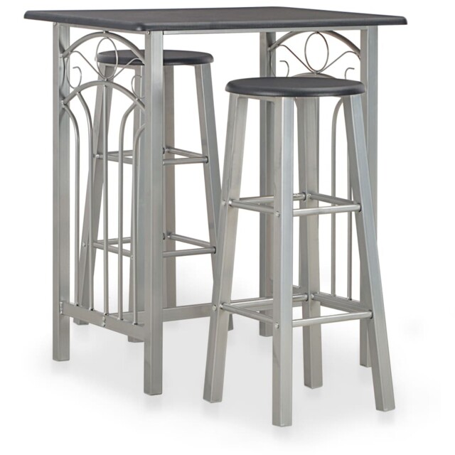 Bar Set 3 Pieces Wood And Steel Bar Table And Stools Multi Colours by ...